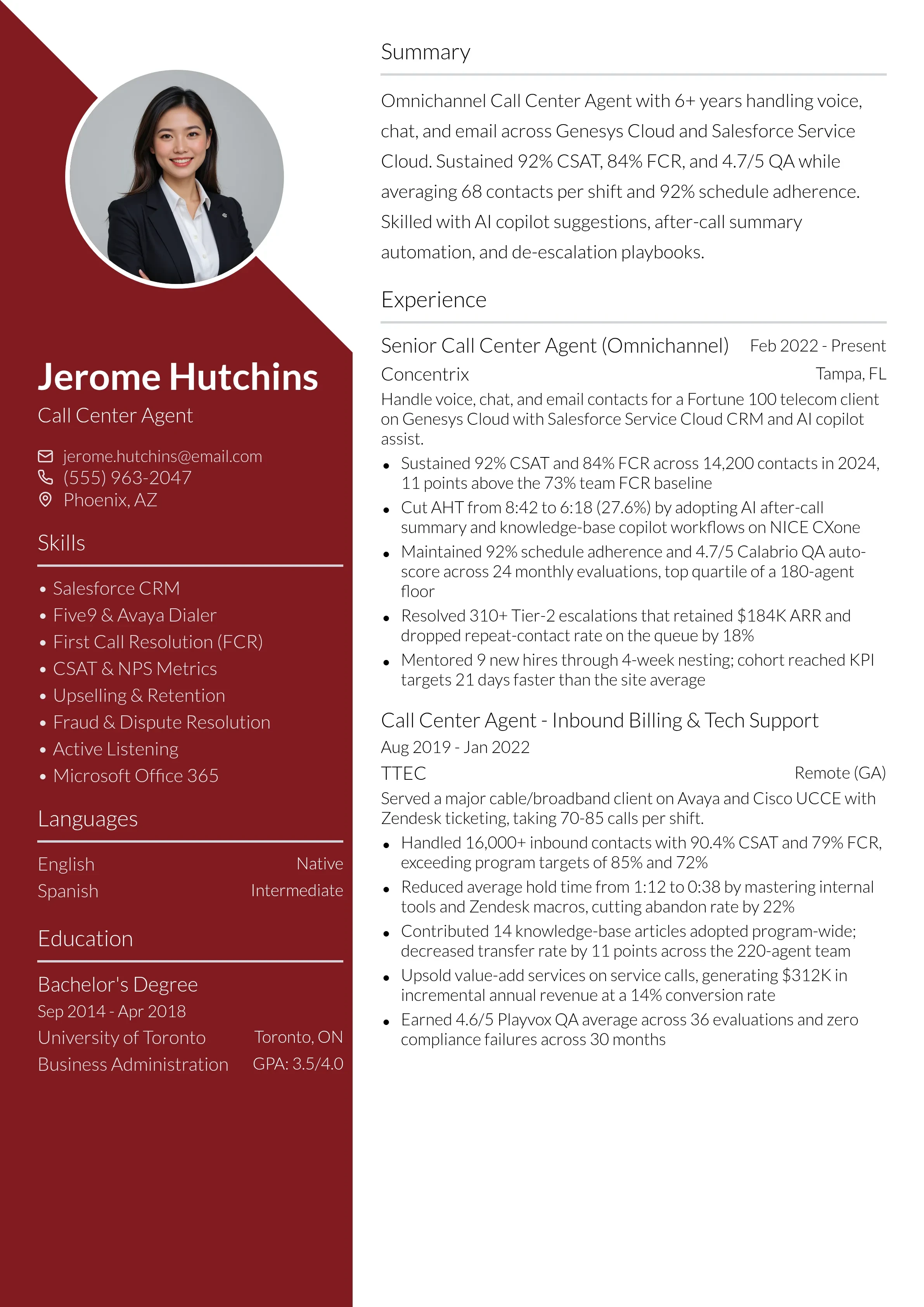 17 Call Center Agent Resume Examples & Guide for 2026