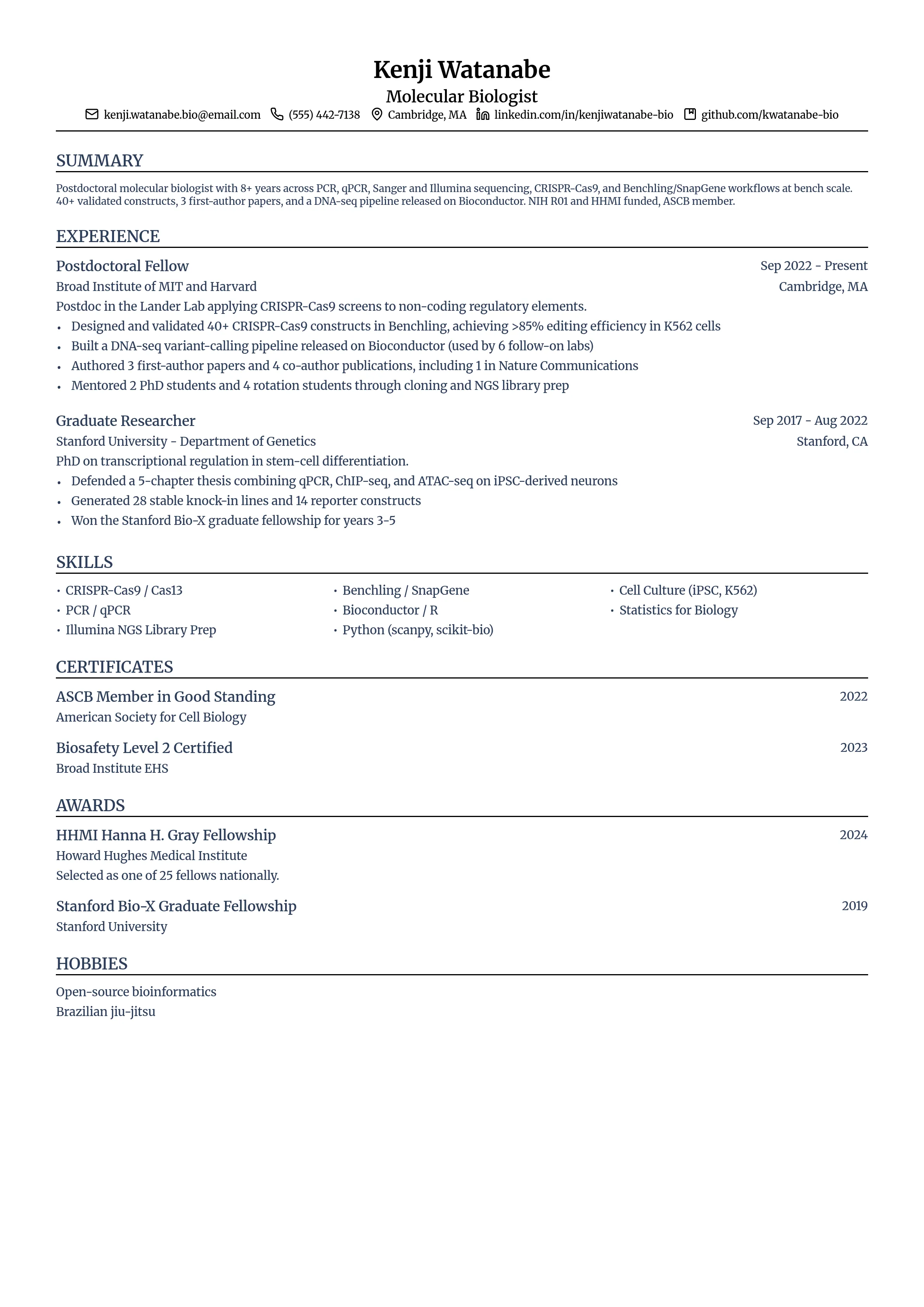 19 Biologist Resume Examples & Guide for 2026