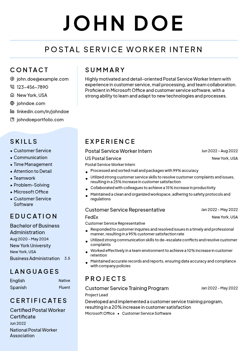 19 Postal Service Worker Resume Examples & Guide for 2026