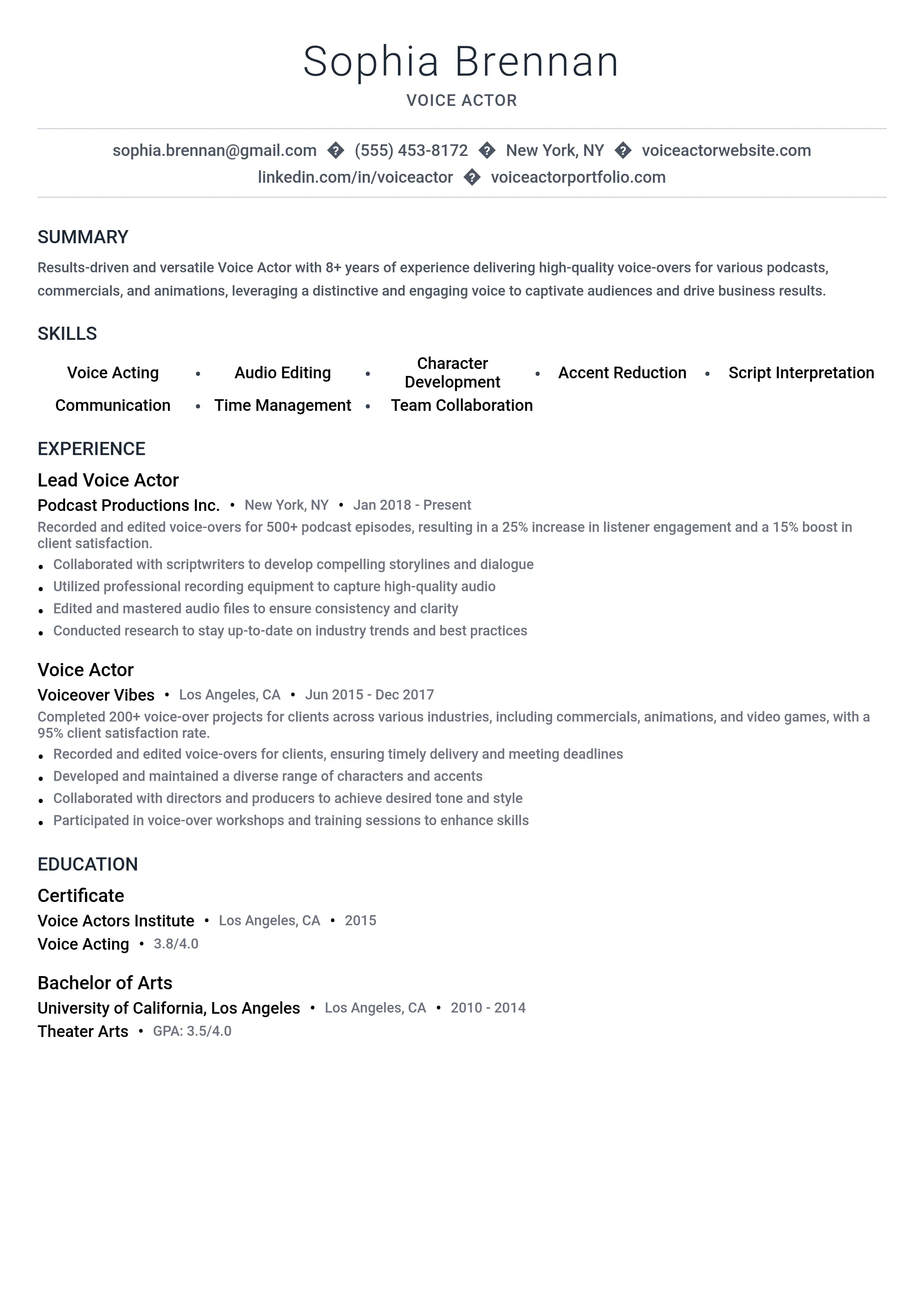 17 Actor Resume Examples & Guide for 2026